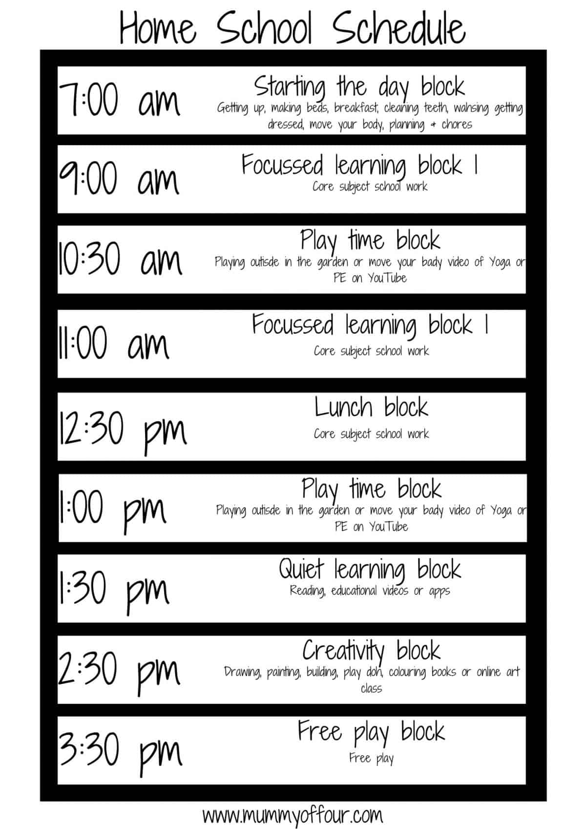 Coronavirus School Closure Home Learning Schedule - Mummy Of Four ...